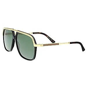 Gucci GG0200S 001 Black/Gold GG0200S Square Pilot Sunglasses Lens Category 3