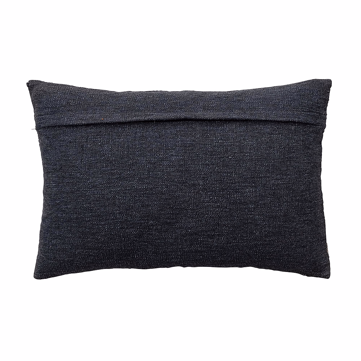 Creative Co-Op 24 Inches Cotton Blend Lumbar Jute Embroidery, Charcoal and Natural Pillow, Gray