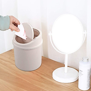 Fiazony Plastic Tiny Waste Bin, Desktop Mini Trash Can with Swing Lid, Pink