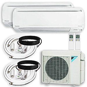 DAIKIN Dual (2 Zone) 4MXS Air Conditioner Heat Pump + Maxwell 15 ft. Installation Kit + Wall Bracket (9000 + 24000 BTU)