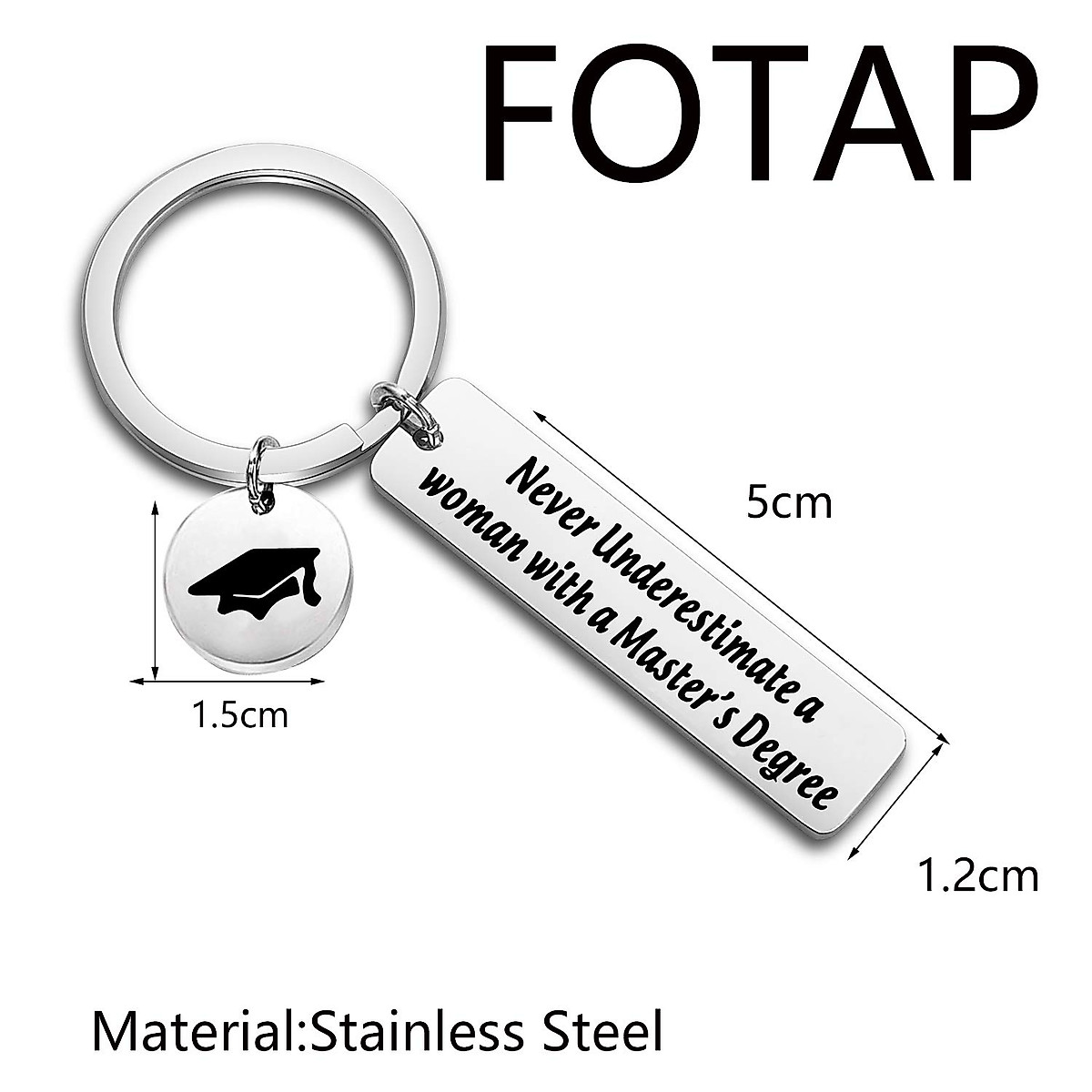 FOTAP Graduation Keychain Graduation Congrats Gift College Grad Gift New Grad Jewelry Gift (Master’s Degree Key)