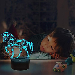 FULLOSUN Night Lights for Kids Horse Illusion 3D Night Light Bedside Lamp 16 Colors Changing with Remote Control Best Birthday Gifts for Child Baby Boy and Girl