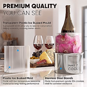 Berlinzo Ice Mold Wine Bottle Chiller - DIY Floral Ice Bucket Mold for Cooling Champagne & Other Beverage Bottles Up To 3.5 Inches Wide - Floral Orchid Decorations for Parties, Weddings & Celebrations