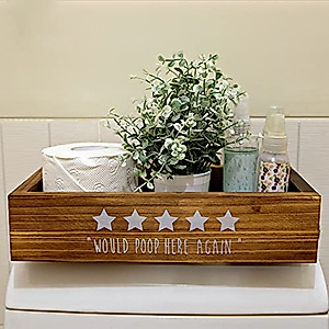 MAINEVENT Five Stars Rustic Decor Box, One Box with Funny Saying Design on 2 Sides, Funny Toilet Paper Holder for Farmhouse Bathroom Decor, Toilet Tank Basket, Toilet Organizer, Diaper Organizer,