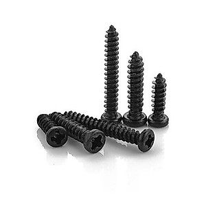 500pcs/Set M3 Black Zinc-Plated Carbon Steel Pan Head Self Tapping Screws, Assortment Drilling Screws with Storage Case, 6mm 8mm 10mm 12mm 16mm 18mm 20mm