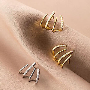 Claw Earrings for Women Gold Double Hoop Earrings for Single Piercing Gold Cat Claw Earrings Gold Ear Cuff Earrings for Women Minimalist Fashion Gold Earrings