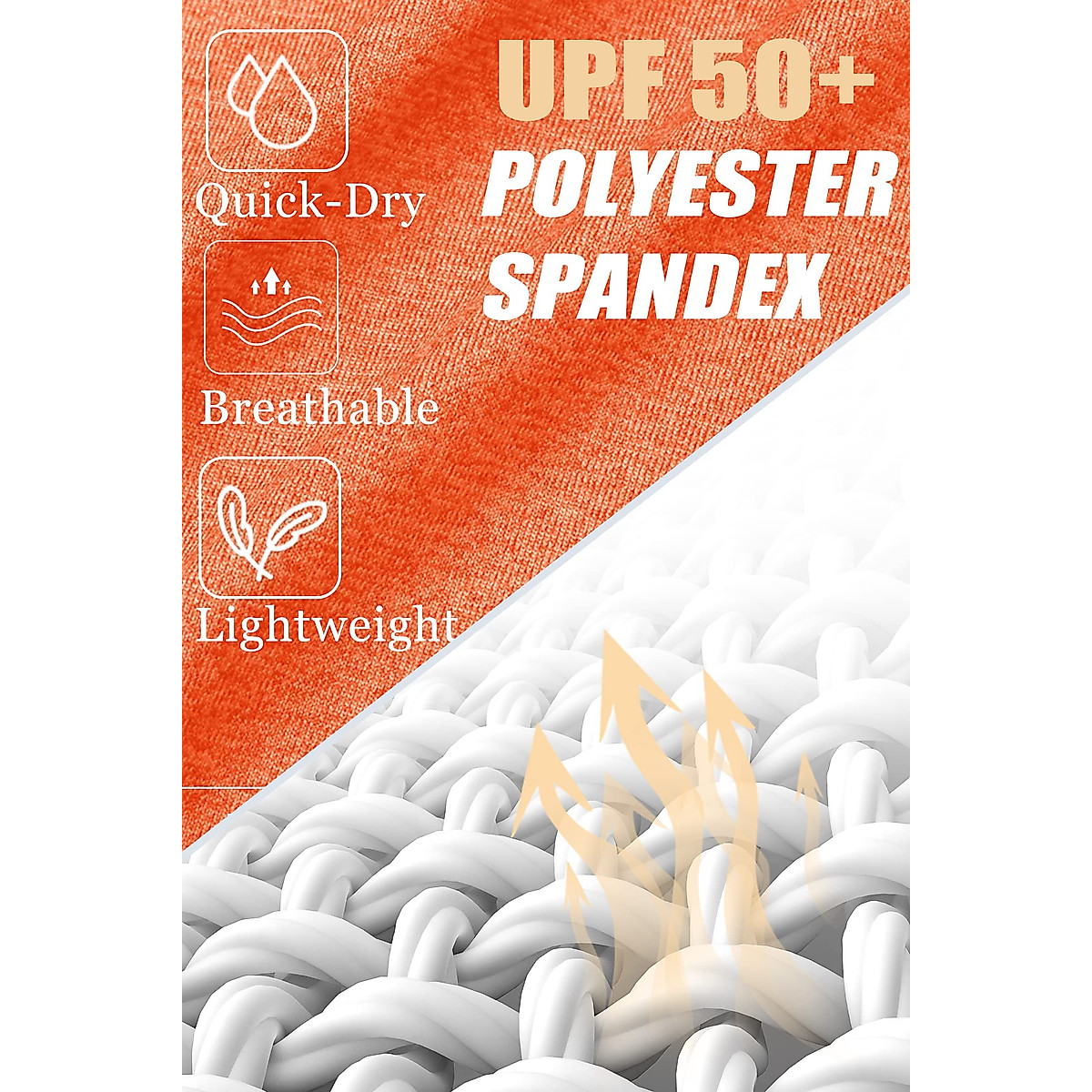 TACVASEN Men's Hiking Shirts Quarter Zip Pullover Long Sleeve Performance SPF Outdoor, Orange, M