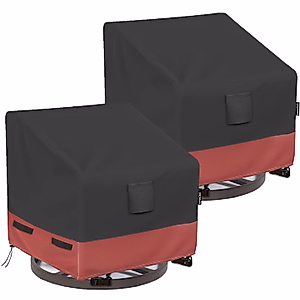 2 Pack Outdoor Swivel Lounge Chair Cover 600D Heavy Duty Outdoor Chair Covers,100%Waterproof Tear-Resistant,UV Resistant,Swivel chair cover Fits 37.5 L x 39.25 D x 38.5 H in, Noble black/red combo.