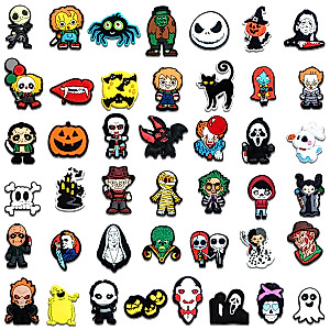 Halloween Shoe Charms 45 PCS Horror Charms,Horror Movie Charms,Scary Charms Gifts,Pumpkin,Michael Myers,Gothic,Witch，Teens/Childs Accessories Charms