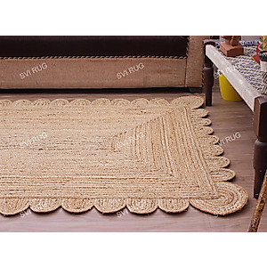 Scallop Pattern Jute Bohemian Area Rug (2' x 3')