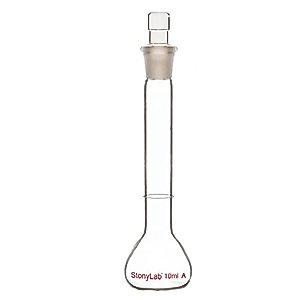 stonylab Glass Volumetric Flask Class A with Glass Stopper, Borosilicate Glass Heavy Wall Volumetric Flask Tolerance ±0.02 ml, 10 ml