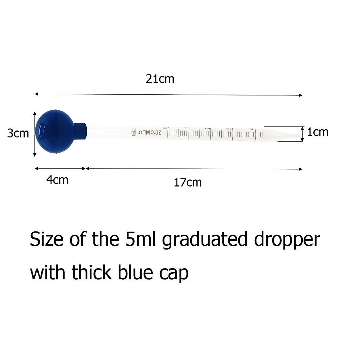 OESS Glass Graduated Dropper Pipettes 5ml with Blue Silicone Caps Pk/3