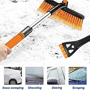 Michael Doss Snow Brush and Ice Scraper, Scrapers for Car Windshield Supports 360 Degree Rotation,Extendable Car, Scraper & with Foam Grip, Dont Scratch The Paint black