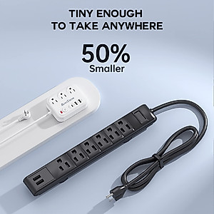 Power Strip with USB Ports,3 Outlets 3 USB Ports (5V/3.4A) 5 Ft Flat Plug Extension Cord,Outlet Extender Desktop Charging Station,Overload Short Circuit Protection,Home,Travel,Cruise Ship,UL Testing