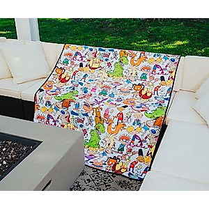 Nickelodeon Cartoon Collage Fleece Throw Blanket | Soft Polyester Cover For Sofa, Bed | 45 x 60 Inches