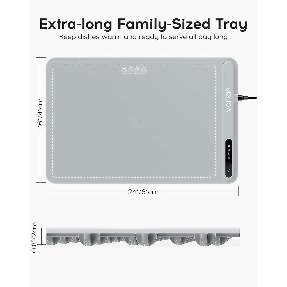 Voriah Electric Warming Tray, Foldable Food Warmers, Portable Food Warming Mat, Compact Heating Tray, 3 Heat Settings Auto Power Off, Heating Mat for Food for Events Home Buffets Party Daily Use