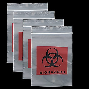 Biohazard Specimen Bags Laboratory Sample Bag with Biohazard Logo Printing Zip Lock Top Plastic Pouch Bags Printed Polyethylene Transport Bags for Shipping Packaging Specimens 3 x 5 inch (Pack of 400)