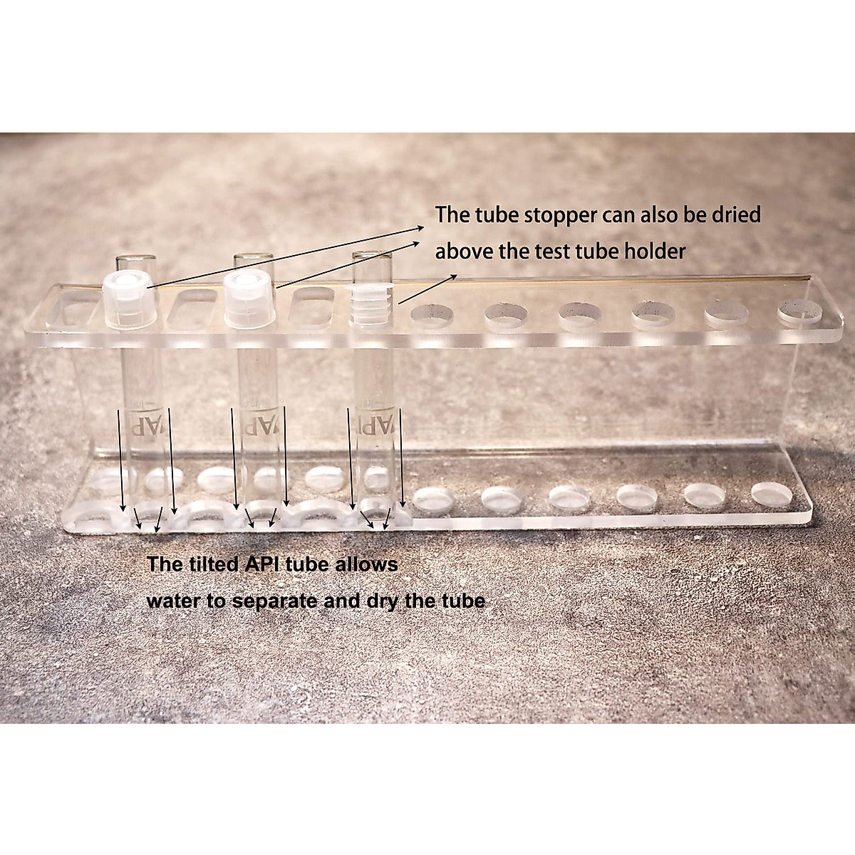 Ackers Transparent Acrylic Test Tube Bottle Small Glass Holder,Built-in Handle, 25 Tube Capacity, 0.7" (18mm) Holes for 10ML Test Tubes