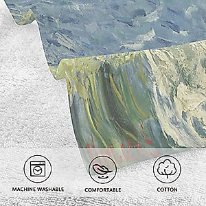 Van Gogh Sailboat Hand Towels Set of 2, Highly Absorbent Soft Cotton Face Towels Bathroom Decorative Towel for Beach Gym Spa Shower, 16x28In