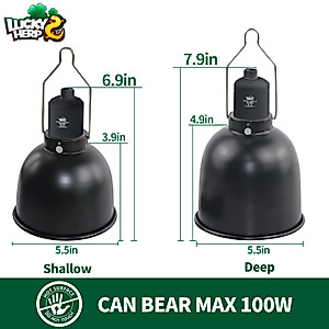 LUCKY HERP Aluminum 5.5inch Deep Dome Reptile Light Fixture, Reptile Heat Lamp Fixture for UVB Bulb Basking Heat Bulb