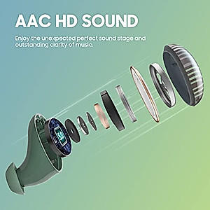 xtremtec Deep Bass Sound True Wireless Earbuds Noise Isolation Bluetooth Headphones with Wireless Charging Case IPX6 Waterproof in-Ear Earphone with Microphones (Sage Green)