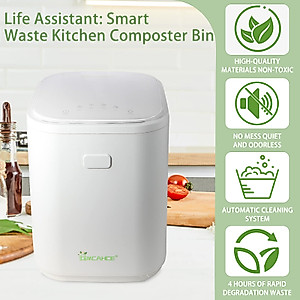 QMCAHCE Compost Bin, Smart Waste Kitchen Composter, Electric Compost Machine, 3L Automatic Turn Waste to Compost, Odorless Electric Kitchen Food Waste Disposer, Compost Bin for Waste Utilization