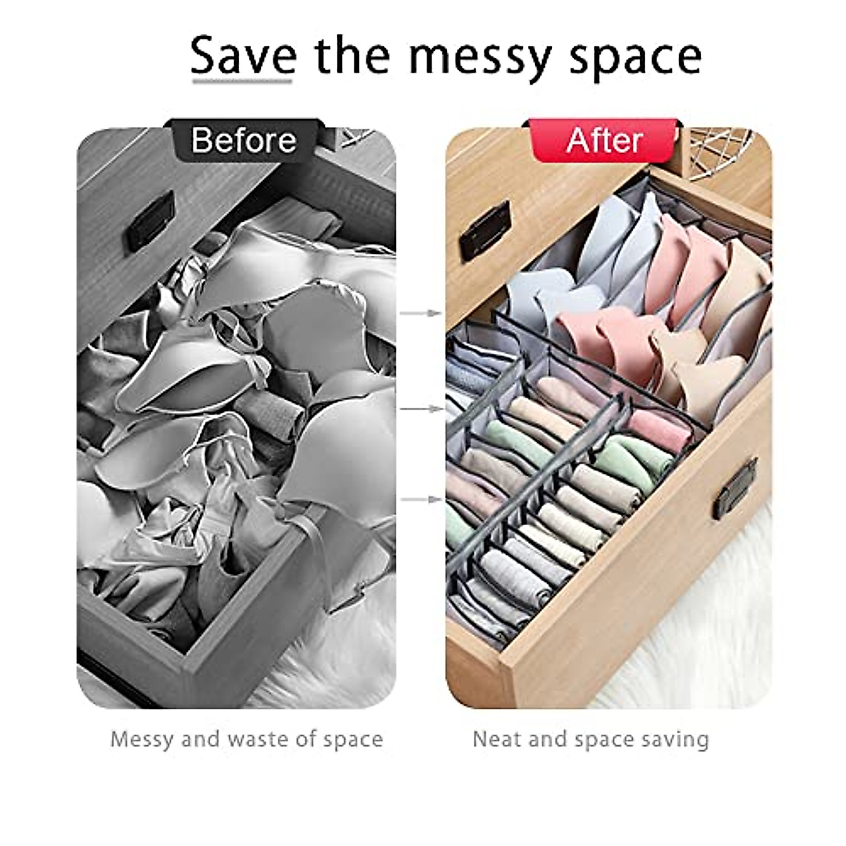 HSLFUAI 6PCS Clothing Organizers | Drawer Organizer Clothes Transparent Mesh Drawer Clothes Storage, Clothes Storage Drawers (6PCS Jeans+Thirts+Bra+Underware+Socks) Clothes Organizer Shirt Organizer