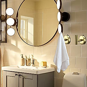 DGYB Suction Cup Hooks for Shower Set of 2 Gold Towel Hooks for Bathrooms SUS 304 Stainless Steel Shower Hooks for Loofah 15 Lb Bathroom Hooks for Towels