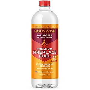 Bio Ethanol Fireplace Fuel 1 Liter - Bioethanol Fuel Tabletop Fire Pit, Bio Ethanol Fuel for Table Top Fire Pit & Ethanol Fireplaces - Made in USA