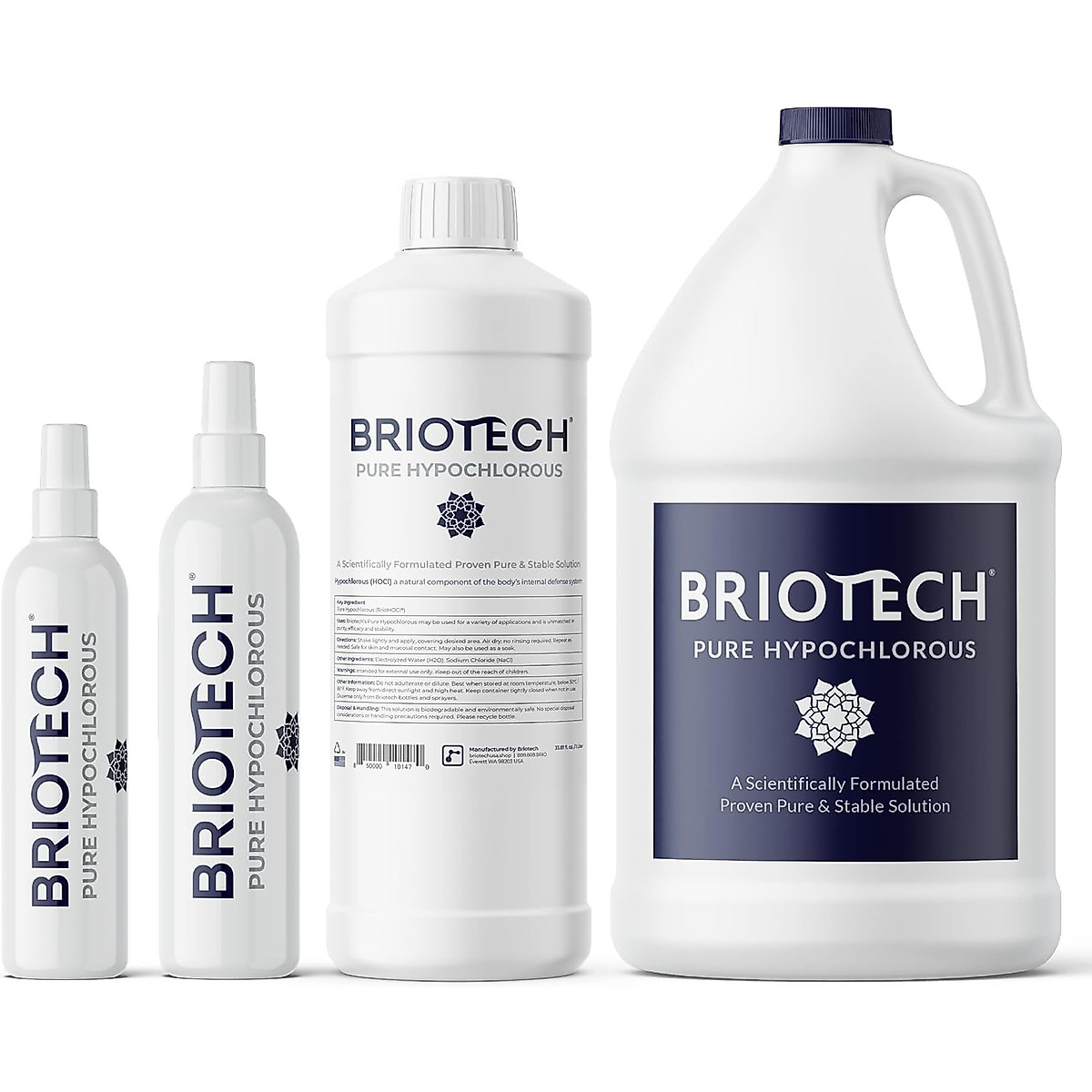 BRIOTECH Pure Hypochlorous Acid Spray and Cleanser, Original Premium HOCl Topical Solution, Multi-Purpose Cleaner, Family Approved & Pet Friendly, 1 gal refill ea, 2 ct