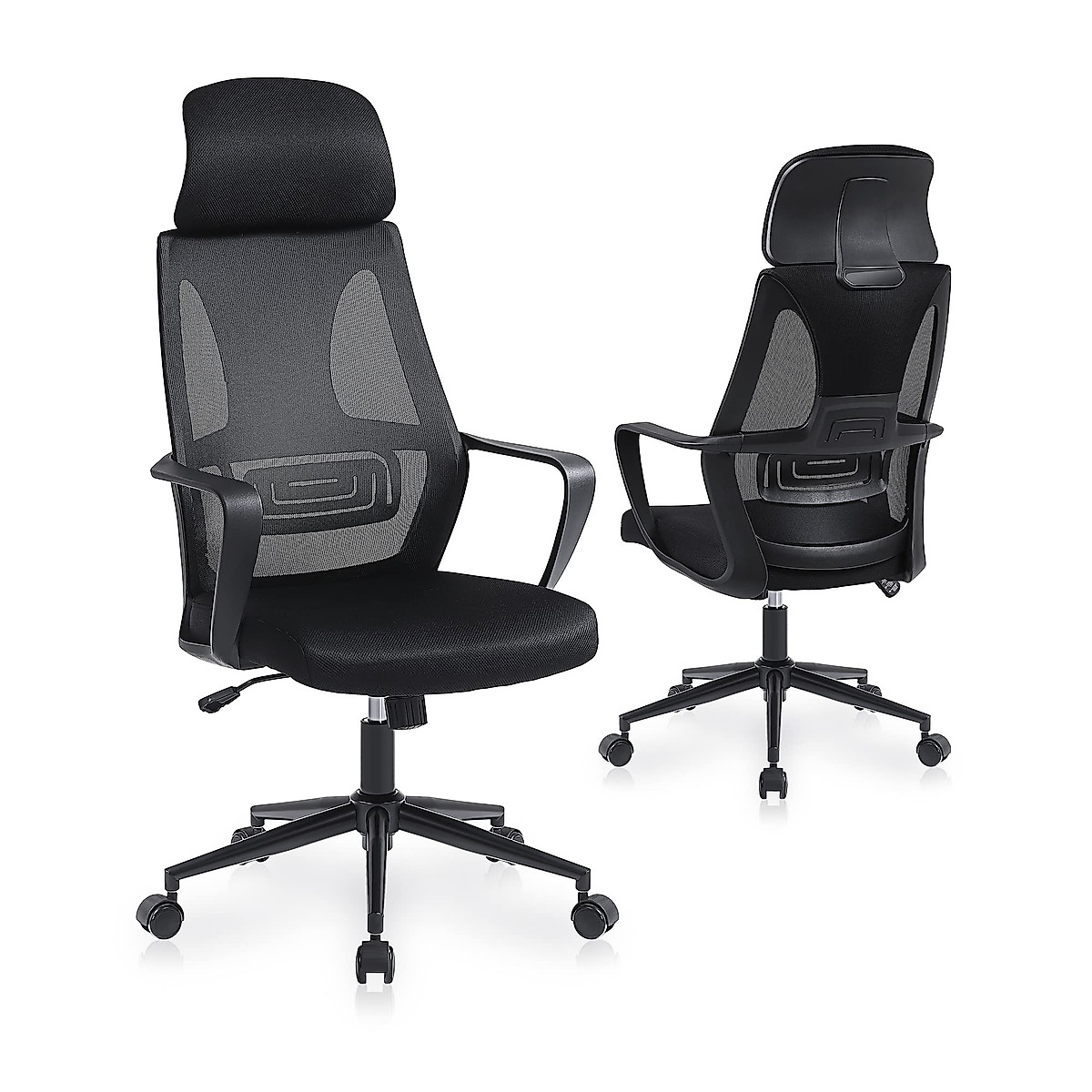 ralex-chair Office Chair Ergonomic Desk Chair Comfort Adjustable Height with Wheels，Lumbar Support Mesh Swivel Computer Home Office Study Task Chair (Black)