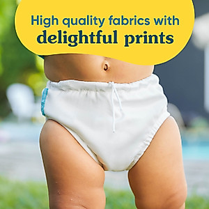 Charlie Banana Reusable Swim Diaper with Adjustable Drawstring, Soft and Snug Fit to Prevent Leaks, Diva Ballerina Pink, Large (20-27lbs)