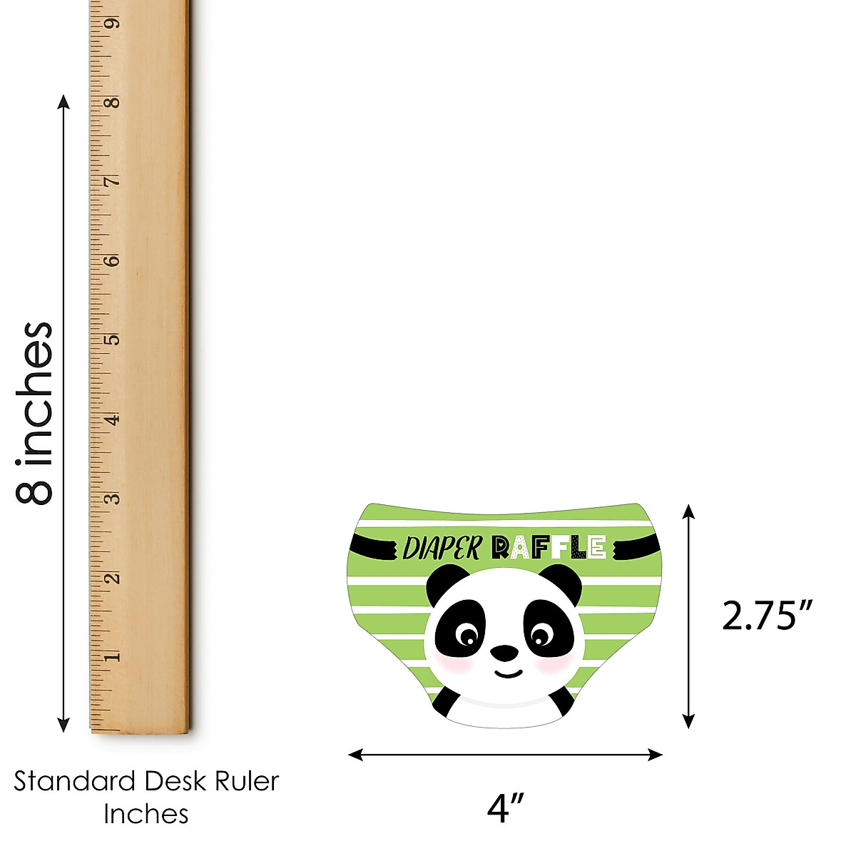 Big Dot of Happiness Party Like a Panda Bear - Diaper Shaped Raffle Ticket Inserts - Baby Shower Activities - Diaper Raffle Game - Set of 24