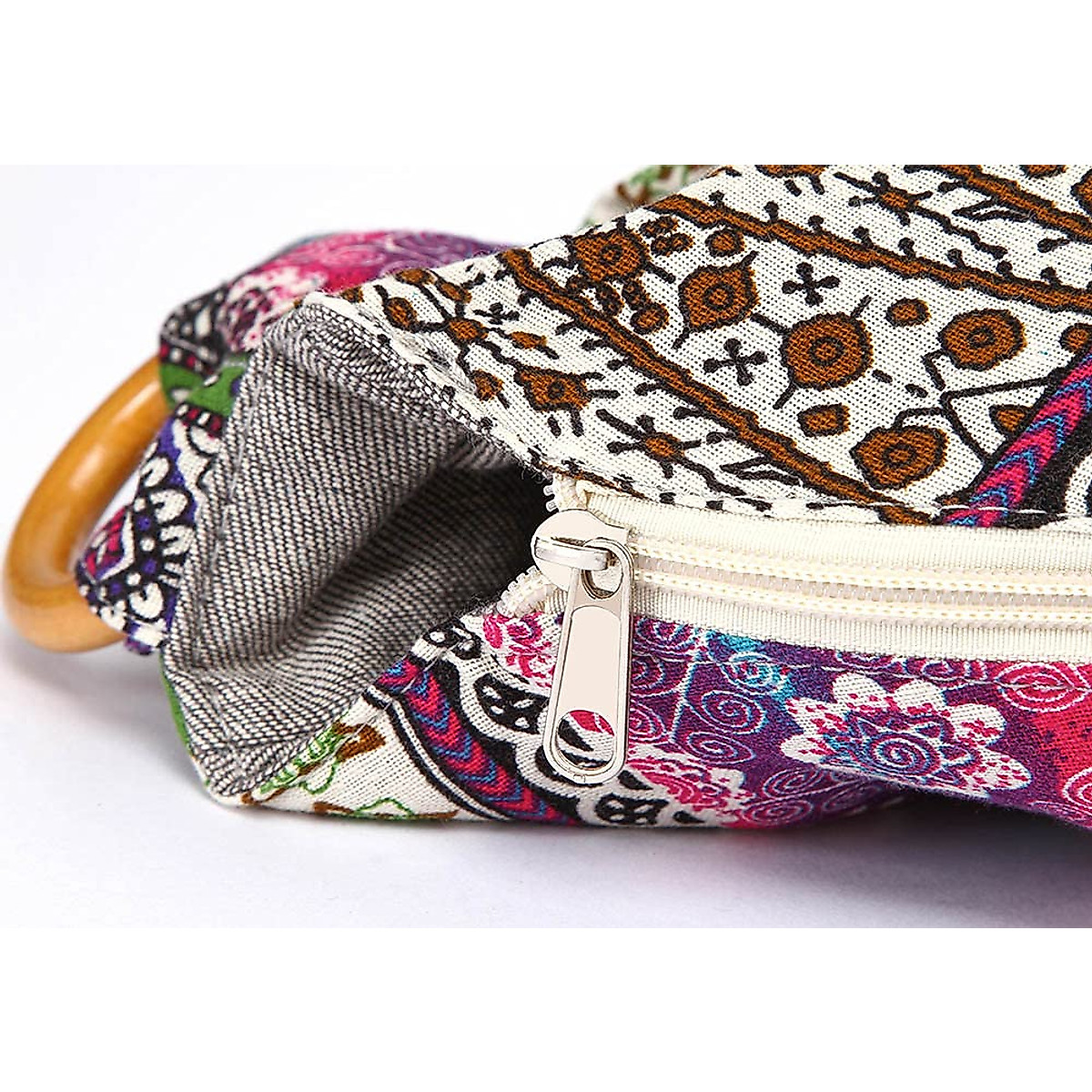 jinghuiyue Bohemian Hippie Crossbody Bag Purse Zip Hobo Sling Bag Handmade Thai Top Messenger Bags (Purple-blue)