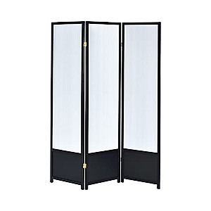 Coaster Home Furnishings Calix 3-Panel Folding Floor Screen Translucent and Black