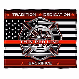 Erazor Bits Blanket 50 x 60| Thin RED LINE Firefighter Throw Blanket ADD9-FF2311-TB