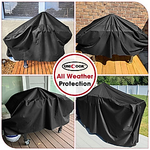 Unicook 28 Inch Griddle Cover for Blackstone and Nexgrill Cooking Station, Heavy Duty Waterproof Flat Top BBQ Grill Cover with Sealed Seam, Includes Support Pole, Black