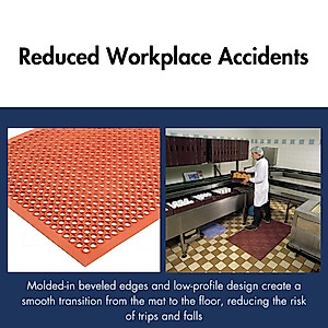 NoTrax Sanitop® 3' x 10' Lightweight Restaurant Rubber Floor Mat with Drainage Holes and Beveled Edges, Anti-Slip Mats, Black, 562S0310BL
