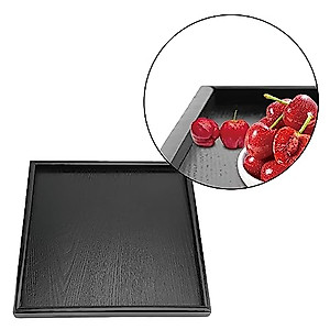 Wood Tea Tray, Solid Coffee Serving Trays Black Walnut Snack Platter Non Slip Food Storage Plate Rectangular Table Decor Accessories Wooden Decorative Antique for Home Restaurants Kitchen