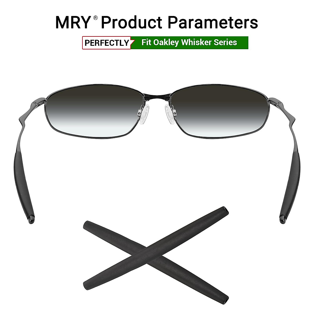 Mryok Replacement Earsocks for Oakley Whisker/Square Whisker/Juliet/Wiretap/Big Square Wire/A Wire Sunglasses - Black