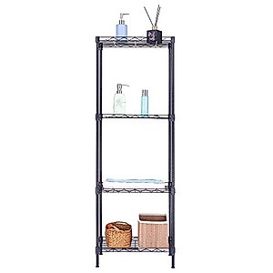 Volowoo 4-Tier Wire Shelving Unit,4 Shelves Unit Metal Storage Rack Durable Organizer Perfect for Pantry Closet Kitchen Laundry Organization,Black