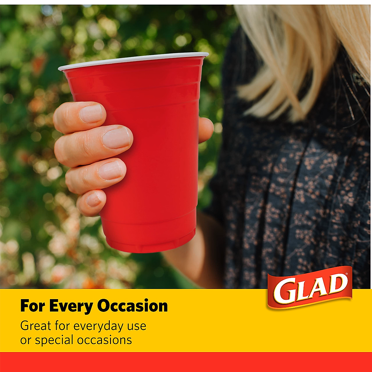 Glad Everyday Plastic Cups 18oz 36ct Red | Red Plastic Cups, 36 Count | Strong and Sturdy Red Plastic Cups for All Occasions, Hold 18 Ounces | Bulk Drinking Cups