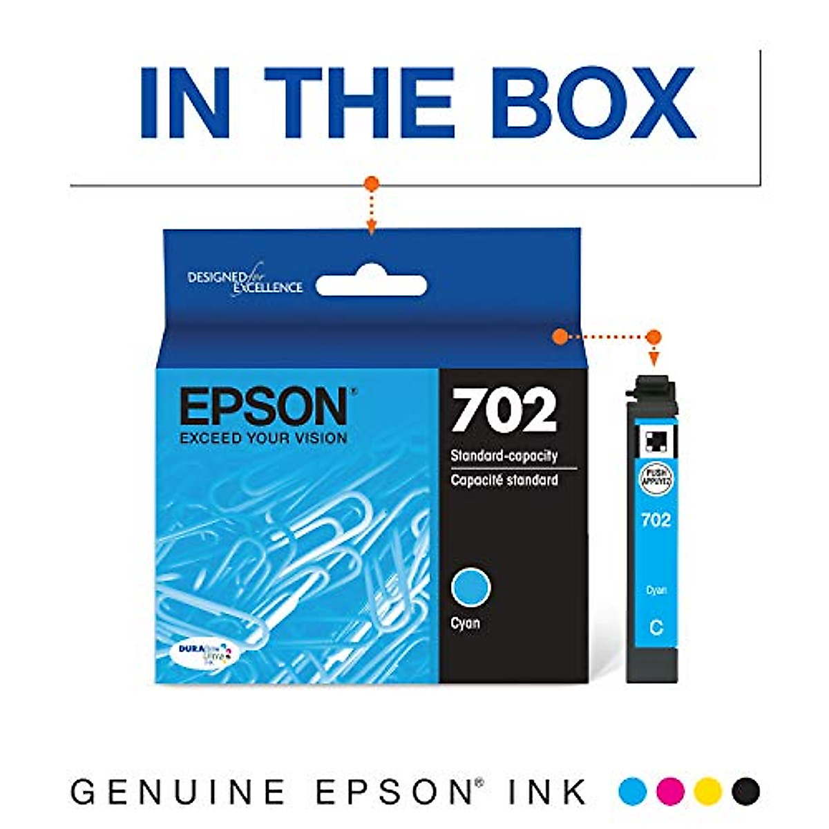 EPSON T702 DURABrite Ultra -Ink Standard Capacity Cyan -Cartridge (T702220-S) for select Epson WorkForce Pro Printers