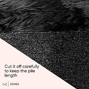 EOVEA Shaggy Faux Fur Fabric by The Yard - 18" X 60" Inch Wide - Fluffy Fur Fabric- Plush Furry Materials - Fuzzy Craft Supply for DIY, Halloween, Upholstery, Costume, Sewing(Black,Half Yard)