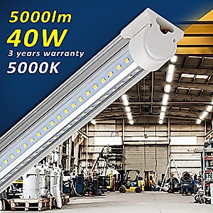Barrina LED Shop Light, 4FT 40W 5000LM 5000K, Daylight White, V Shape, Clear Cover, Hight Output, Linkable Shop Lights, T8 LED Tube Lights, LED Garage Light 4 Foot with Plug, ETL Listed (Pack of 10)
