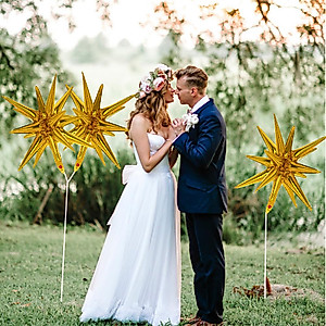 HADCKJA Gold Balloons Gold Star Foil Mylar Balloons Gold Birthday Party Decorations Star Party Balloons Wedding Anniversary Backdrop Graduation Party Decorations Supplies Favors Decor 3 Pcs