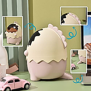 LtyTz Mini Trash Can with Lid, Cute Dinosaurs Desktop Trash Cans, Small Trash Can Office Plastic Garbage Can for Bathroom Vanity, Desktop, Office or Coffee Table (Pink)