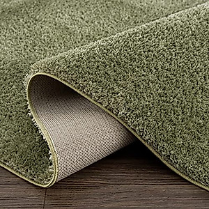 Hauteloom Heavenly Solid Shag Area Rug for Living Room Bedroom - High Pile Fluffy Carpet - Soft Shaggy Cozy Plush Rug - Green - 6'7" x 9'
