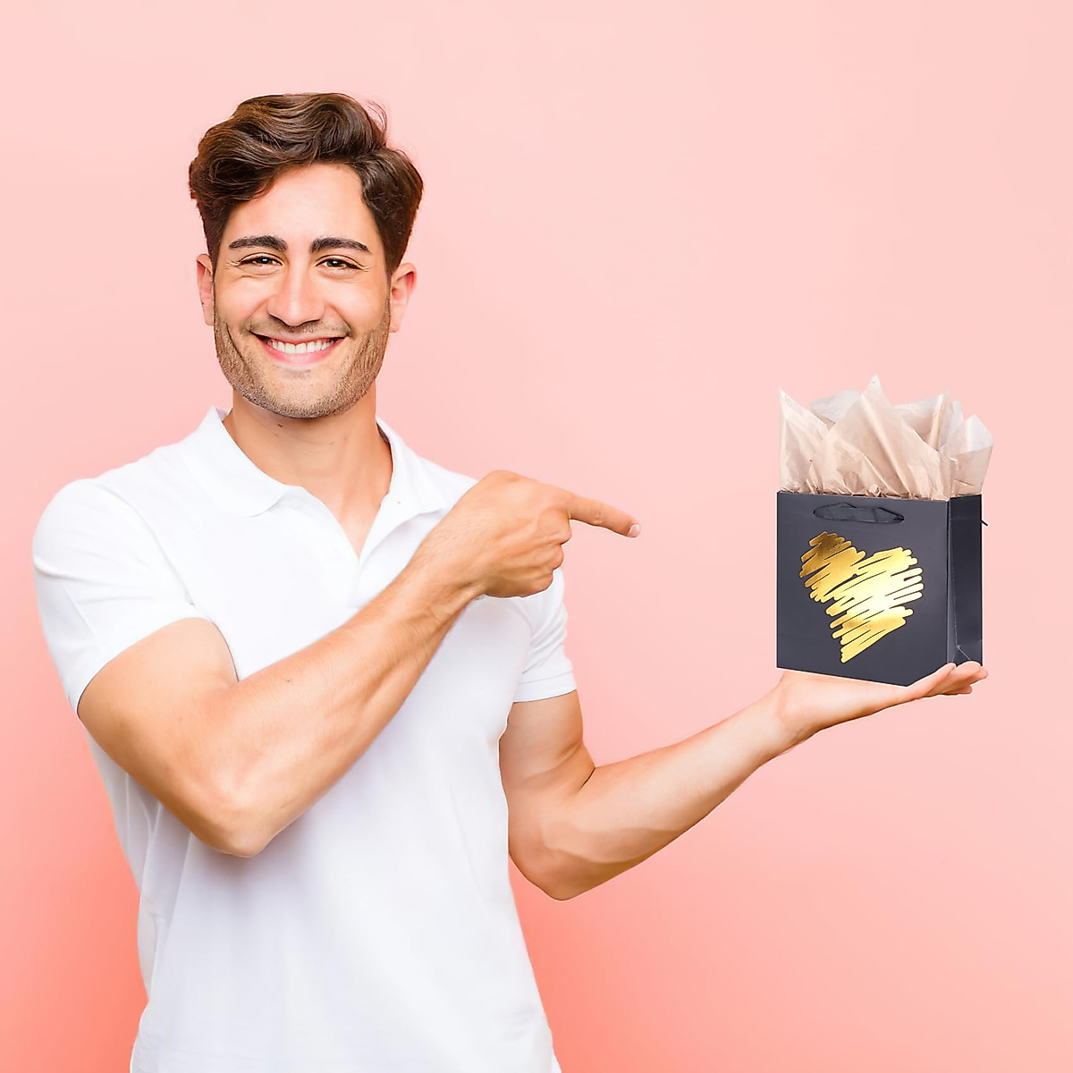 ysmile Pink Gift Bag for Girls with Tissue Paper Favor 12" Large Paper Gift Bag with Handle for Women - Mermaid