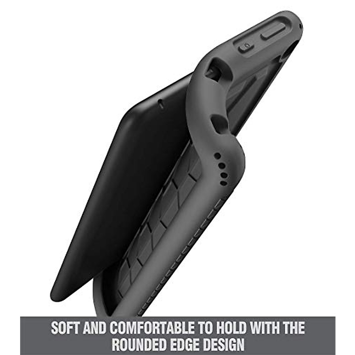 Poetic TurtleSkin Case Designed for All-New Kindle Fire HD 8 Tablet and Fire HD 8 Plus Tablet (10th Gen, 2020 Release), Heavy Duty Shockproof Kids Friendly Silicone Bumper Protective Case Cover, Black